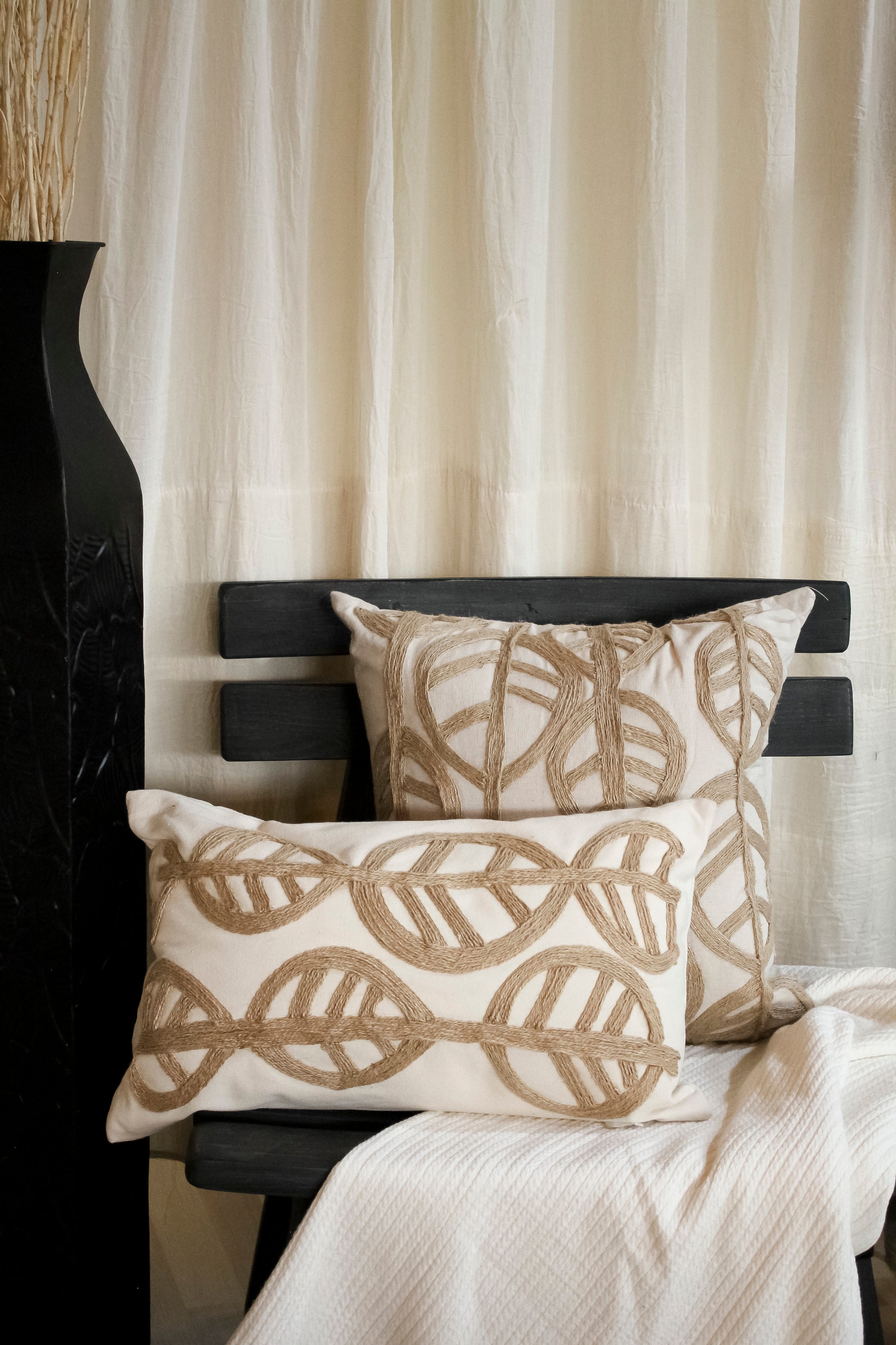 Funda Cojín Hoja Yute – La Batea Deco